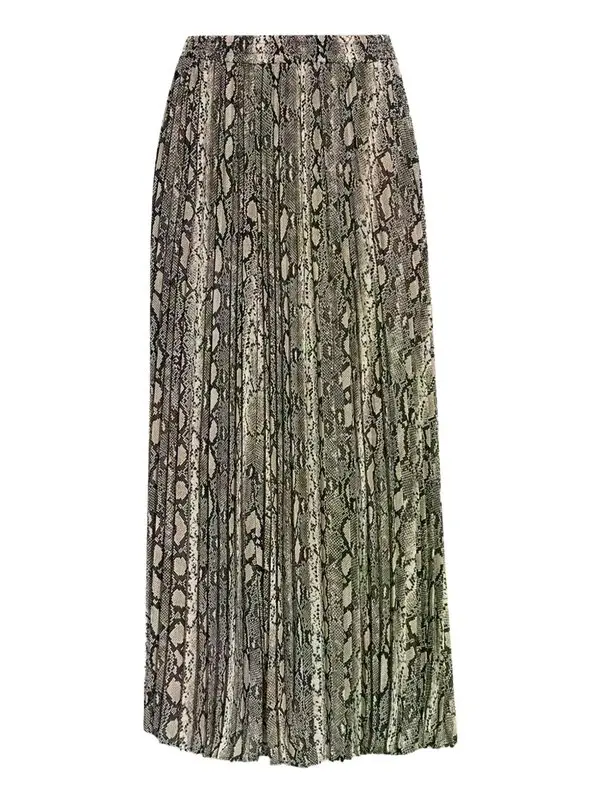 Michael Kors Pleated Snakeskin-print Midi Skirt - Grey