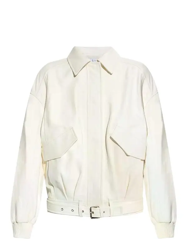 IRO PARIS Manka Belted Leather Jacket - White
