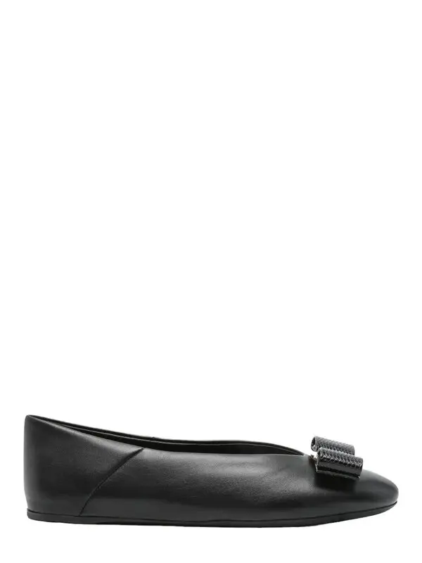 FERRAGAMO Vara Bow Leather Ballet Flats - Black