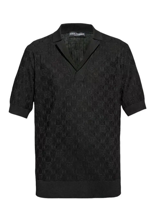 Dolce & Gabbana Dg-patterned Polo Top - Black
