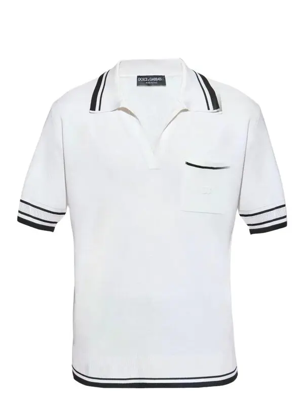 Dolce & Gabbana Striped-trim Polo-neck Top - White