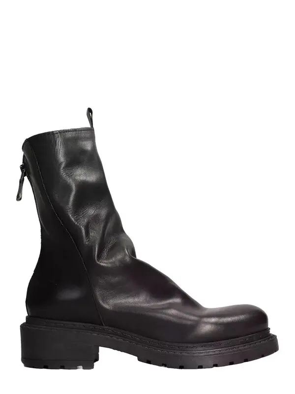 METISSE Leather Combat Boots - Black