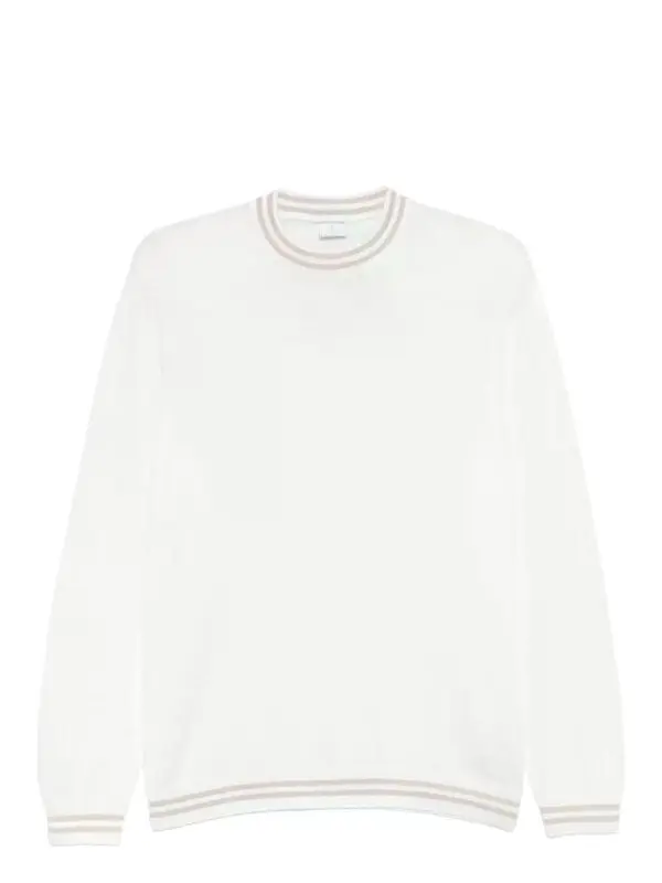 Eleventy Cotton Jumper With Striped Trim - White