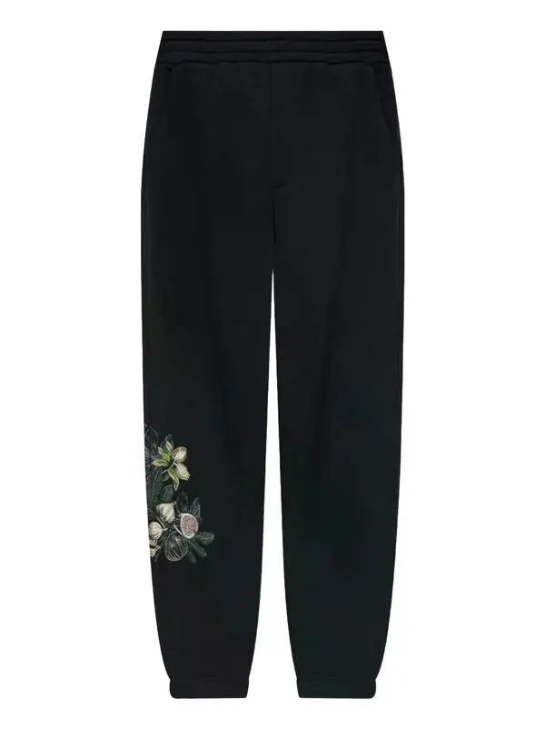 Emporio Armani Floral-print Track Pants - Black