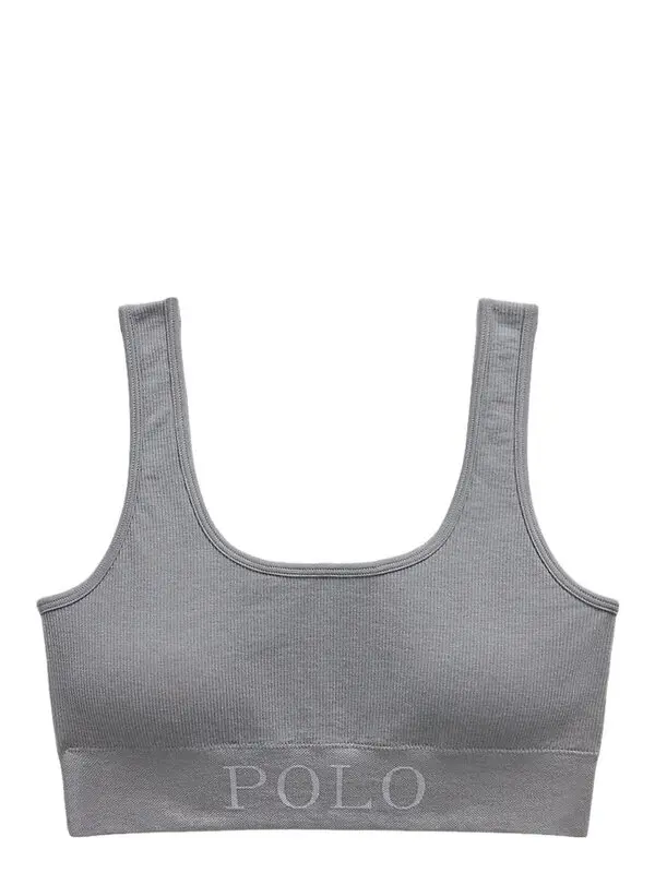Ralph Lauren Logo Scoop Cropped Tank - Heather Grey
