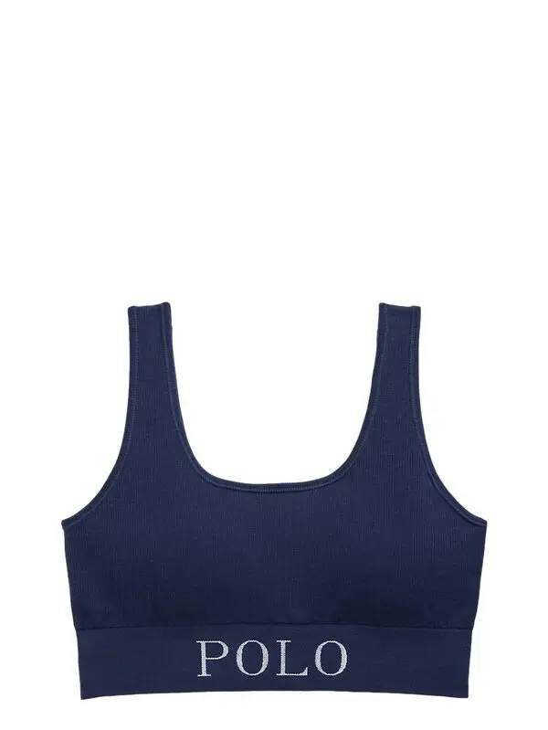 Ralph Lauren Logo Scoop Cropped Tank - Navy