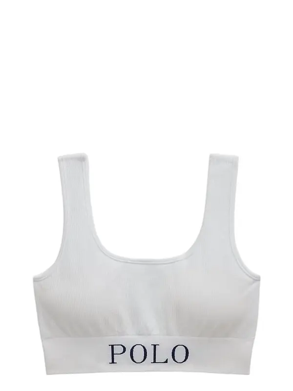 Ralph Lauren Logo Scoop Cropped Tank - White Cloud
