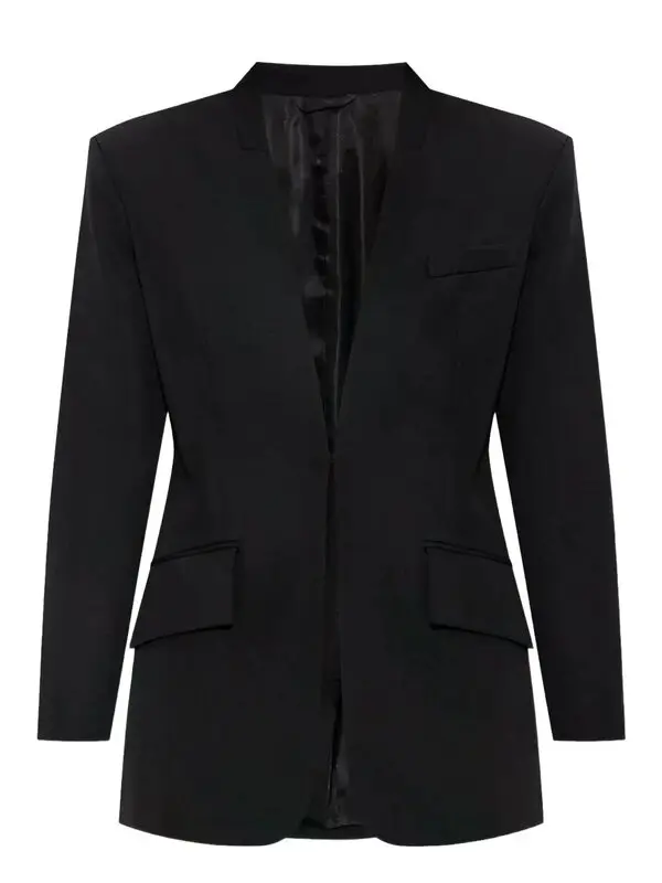 Attico Padded-shoulder Wool Blazer - Black