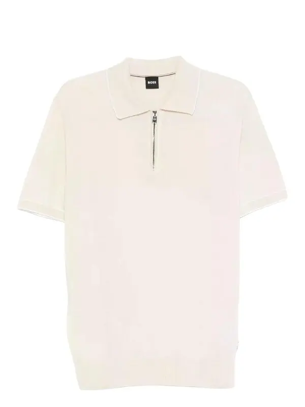 BOSS Half-zip Polo Shirt - White