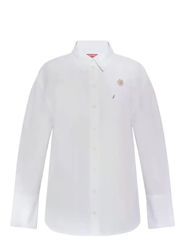 Kenzo Boke Flower-embellished Cotton Shirt - White