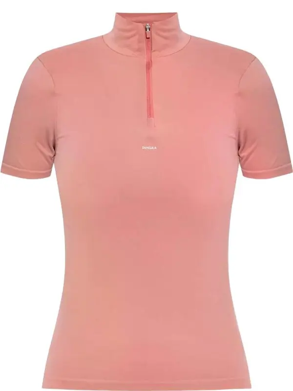PANGAIA Zip-neck Short-sleeves Performance T-shirt - Pink