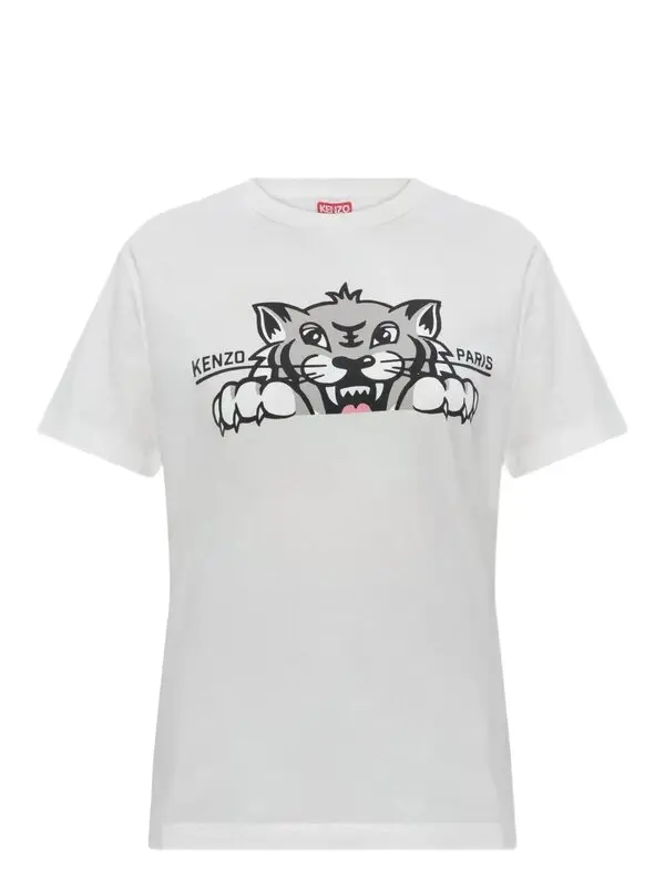 Kenzo Tiger-print Cotton T-shirt - White