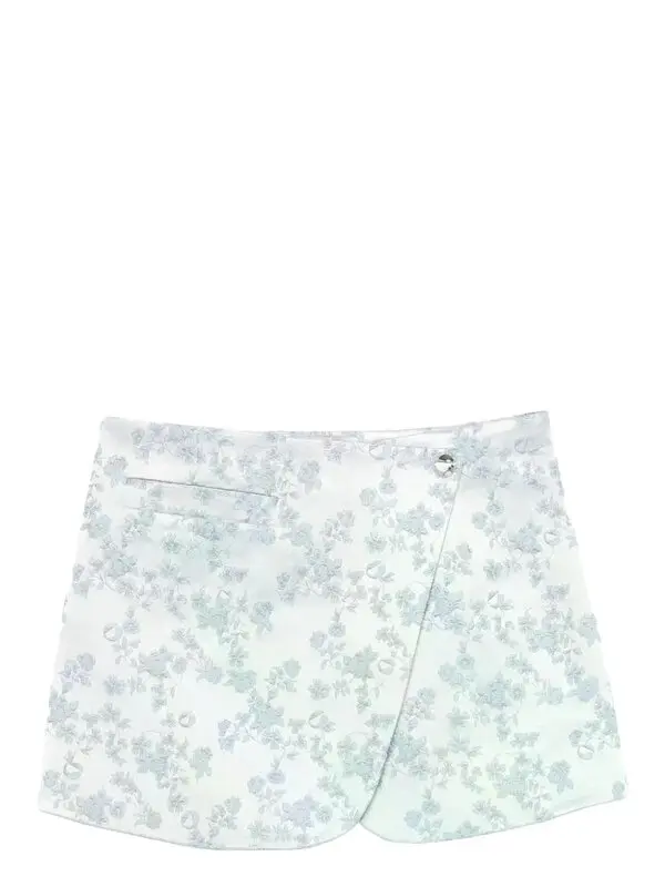 Coperni Floral-jacquard Wrap Mini Skirt - Blue