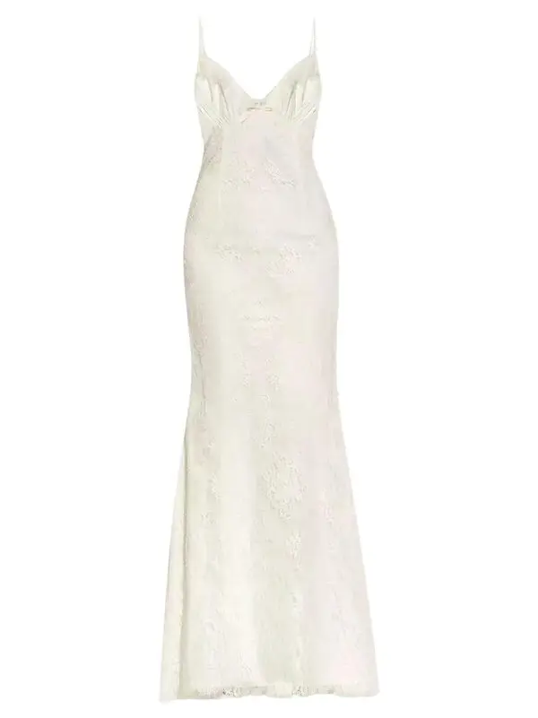 SELF-PORTRAIT Lace Embroidered Maxi Dress - White