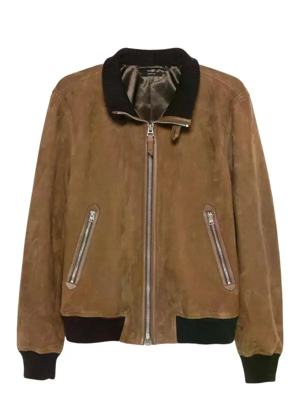 TOM FORD Suede Bomber Jacket - Brown