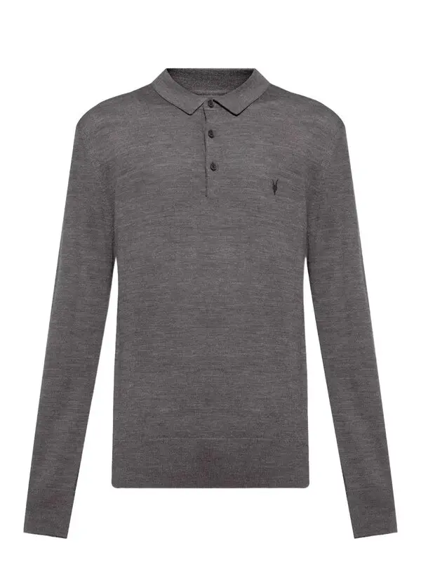 ALLSAINTS Mode Merino Long Sleeve Polo - Grey