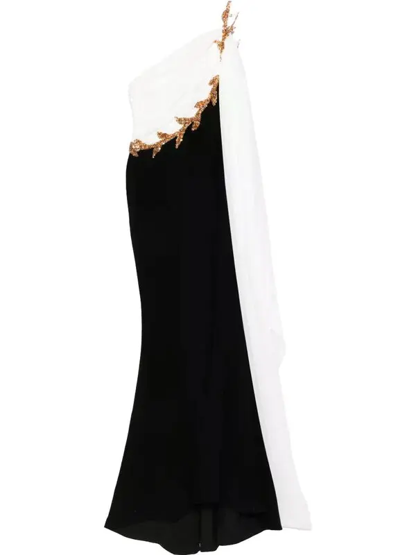 JEAN-LOUIS SABAJI Embellished One-shoulder Gown - Black