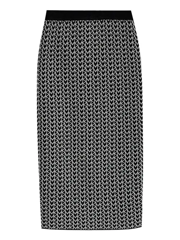 Michael Kors Monogram-pattern Zip-back Skirt - Black