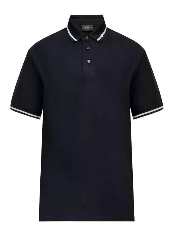 Emporio Armani Contrast-trim Polo Shirt - Blue