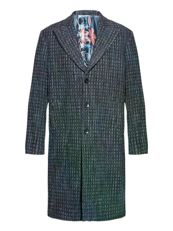 Etro Textured Wool Coat - Blue