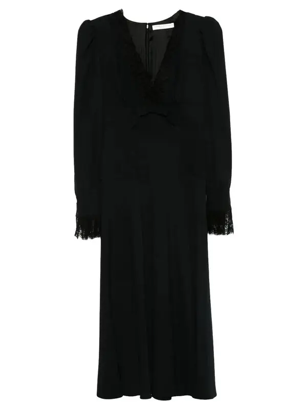 Alessandra Rich V-neck Midi Dress - Black