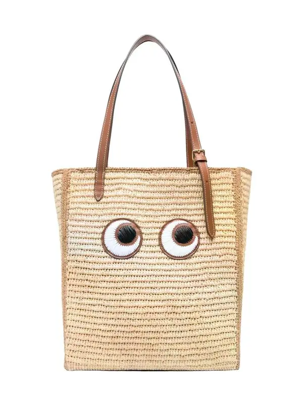ANYA HINDMARCH Eyes Raffia Tote Bag - Neutrals