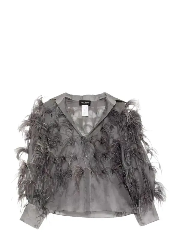 ISABEL SANCHIS Long-sleeved Shirt With Feather Detailing - Grey