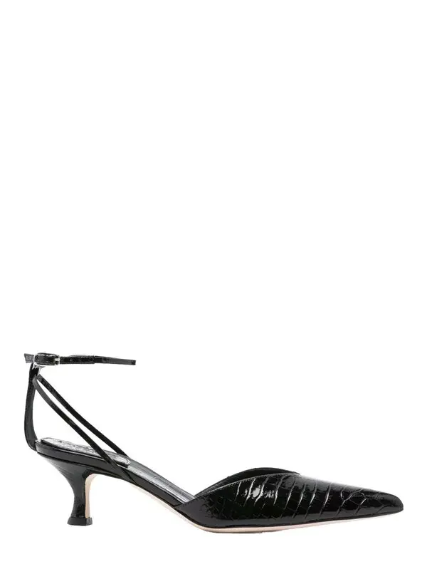 A.W.A.K.E. Mode Dina 55mm Crocodile-effect Pumps - Black