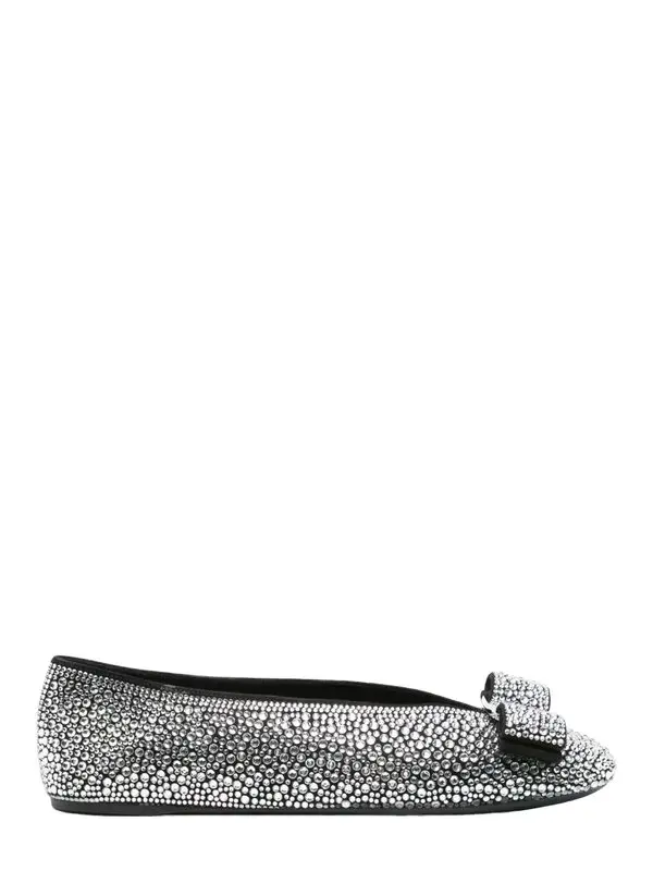 FERRAGAMO Crystal-embellished Ballet Flats - Black
