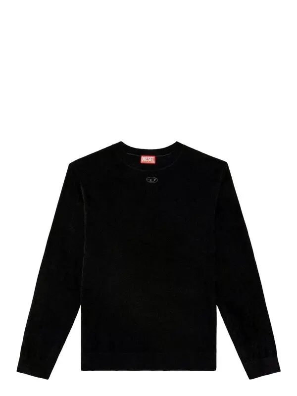 Diesel Round-neck Sweater With Logo Plaque - Black