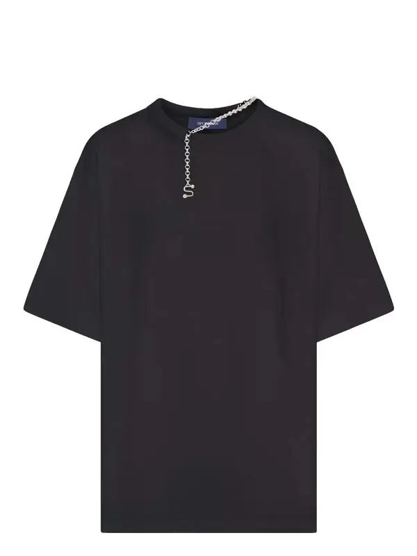 Sportmax Chain-detail Cotton T-shirt - Black