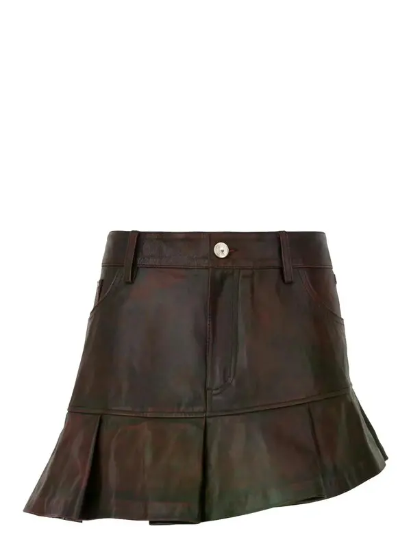 Gcds Leather Pleated Mini Skirt - Red