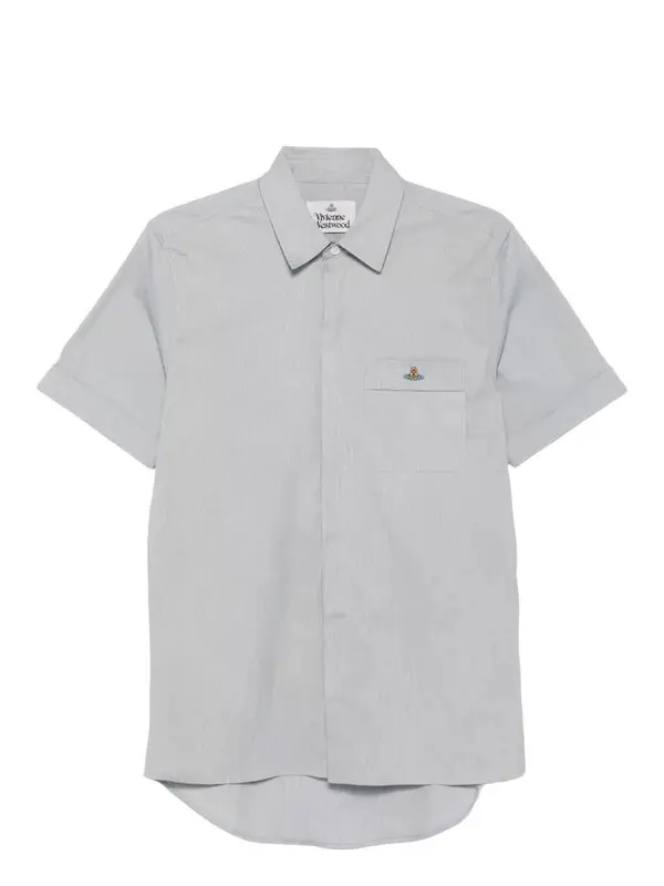 VIVIENNE WESTWOOD Orb-embroidered Short-sleeve Shirt - Grey