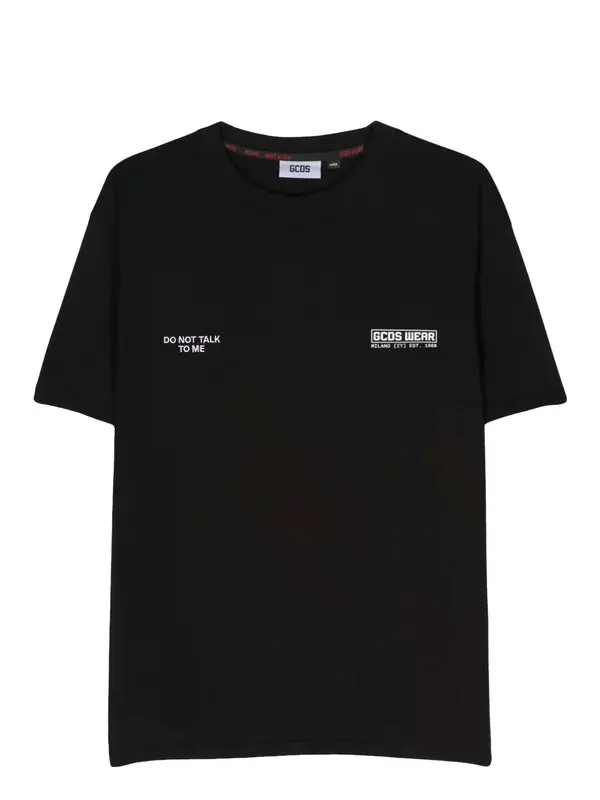Gcds Do Not Talk To Me Cotton T-shirt - Black