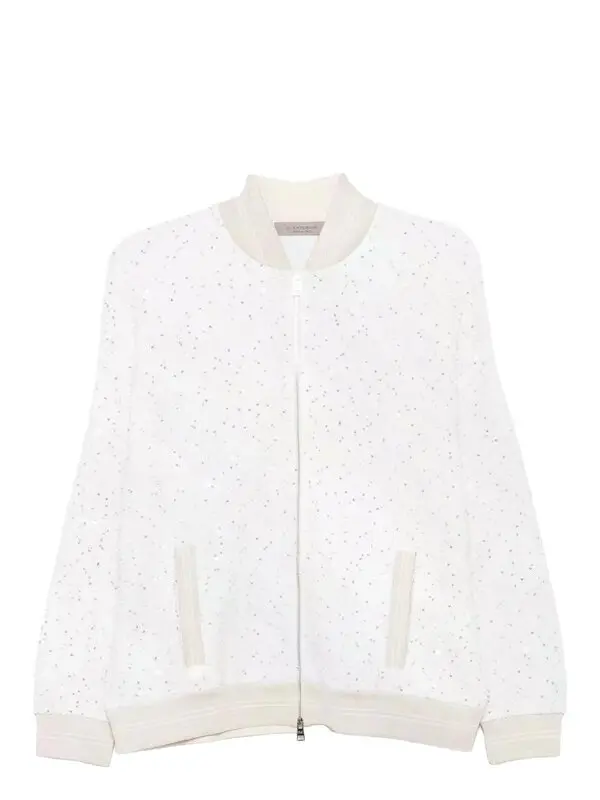 D.exterior Sequin-embellished Bomber Jacket - White