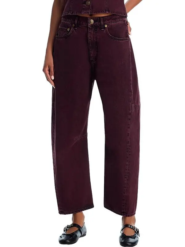 Rag & Bone Charlie High-rise Ankle Barrel Leg Jeans - Burnt Burgundy