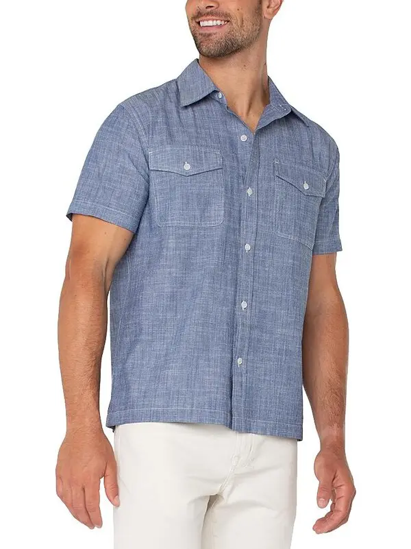 LIVERPOOL Short Sleeve Button Up Shirt - Chambray