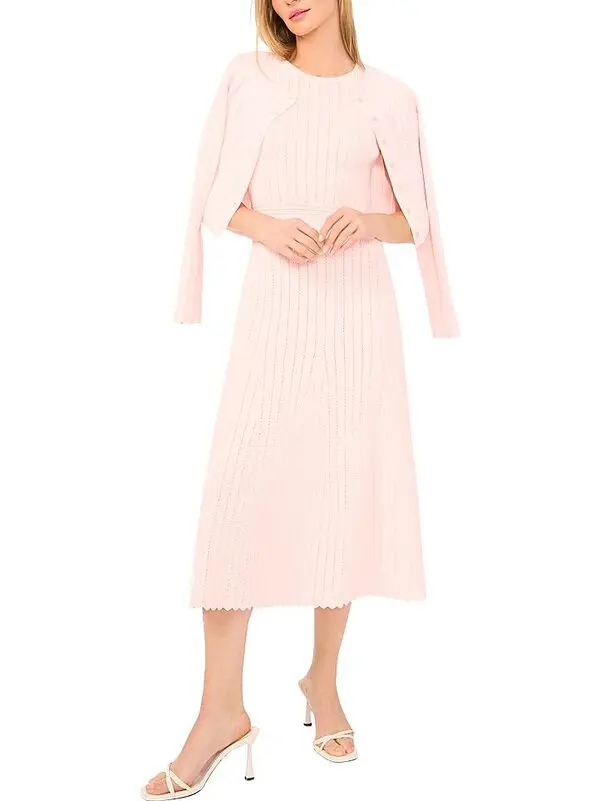 Ted Baker London Sleeveless Midi Dress With Pointelle And Rib - Pale Pink