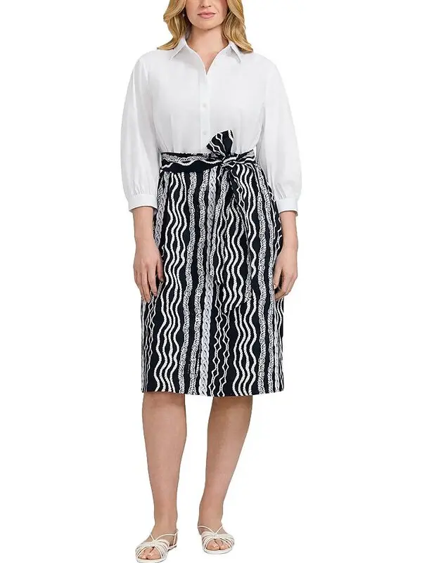 Foxcroft Esther 3/4 Braid Dress - White/ Black