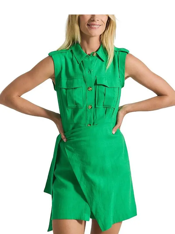 Derek Lam 10 Crosby Giselle Tie Front Mini Cargo Dress - Kelly Green