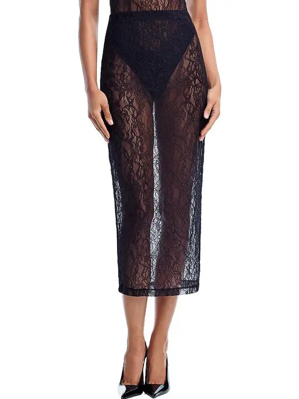 Wardrobe.NYC Lace Column Skirt - Black