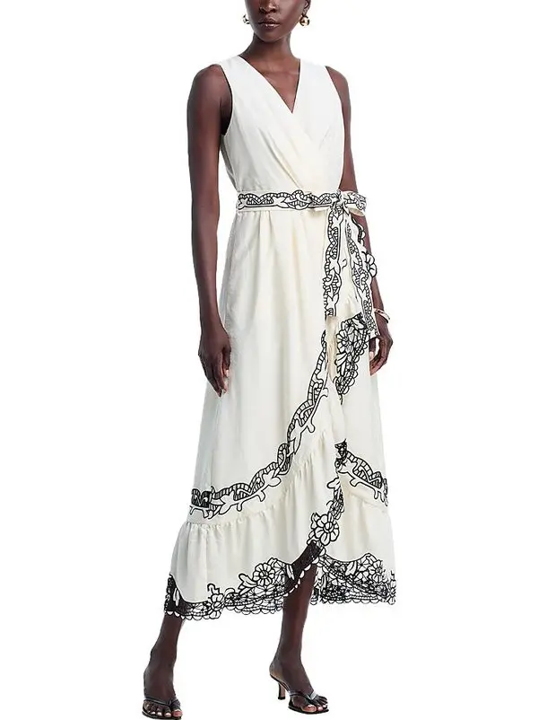 Elie Tahari Poppy Embroidered Maxi Dress - Desert Sand