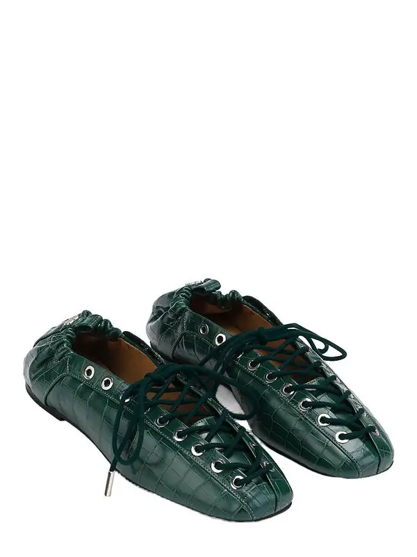 GANNI Lace Up Loafers - Pineneedle