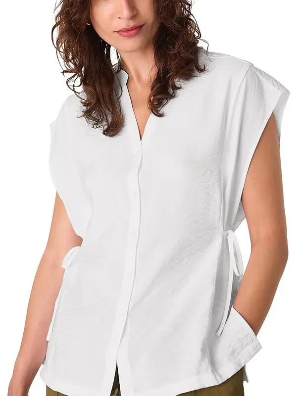 Whistles Button Down Tie Side Blouse - White