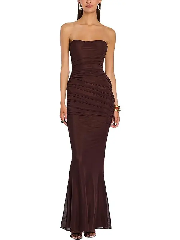 Retrofete Isadore Printed Brushstroke Maxi Dress - Walnut