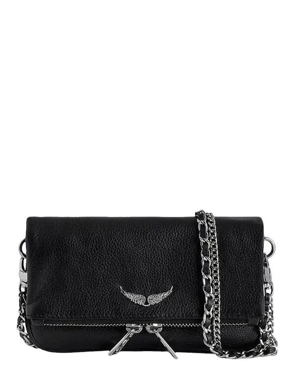 Zadig&Voltaire Rock Nano Grained Leather Crossbody Bag - Black