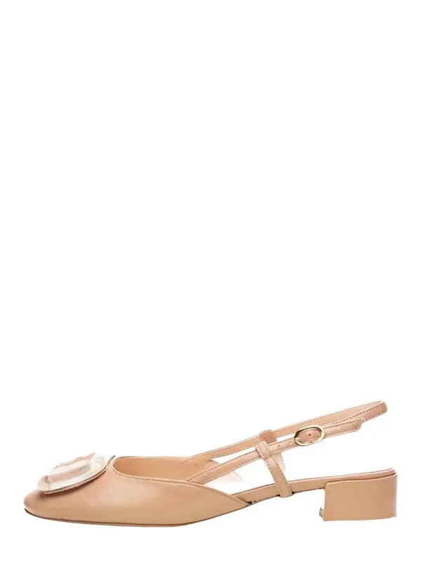 POCHE PARIS Block-heel Slingback Pumps - Neutrals