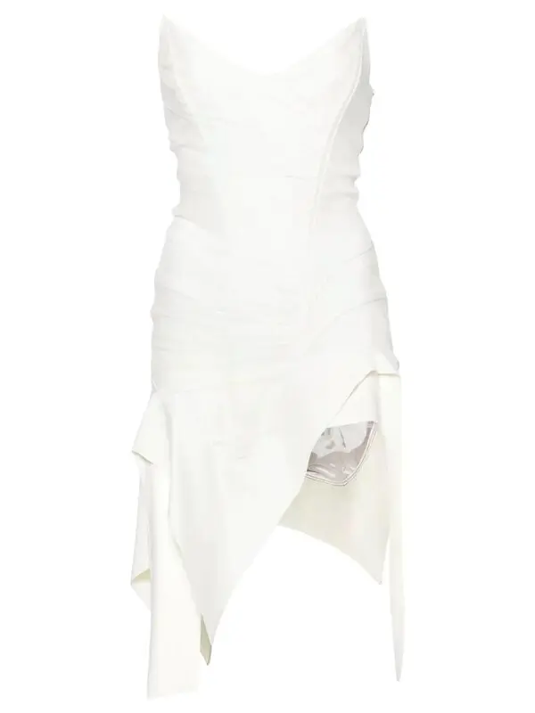 MUGLER Asymmetric Bustier Mini Dress - Neutrals