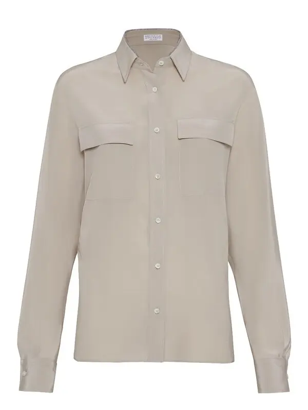 Brunello Cucinelli Crêpe De Chine Shirt - Cool Beige