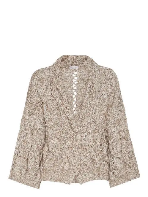 Brunello Cucinelli Chiné Cable Knit Cardigan - Beige